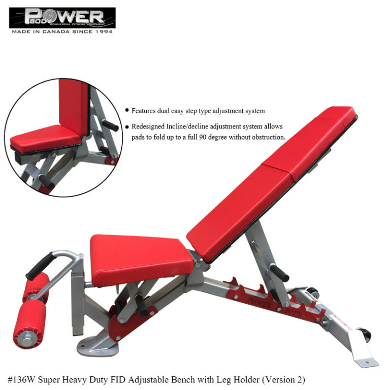 #136W HEAVY DUTY FID BENCH WITH LEG HOLDER | Power Body Fitness Inc.